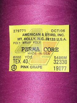 Perma Core Tex 40 Serger Thread Cone Pink Grape 6000yds :: BCD Fabrics Online Shop